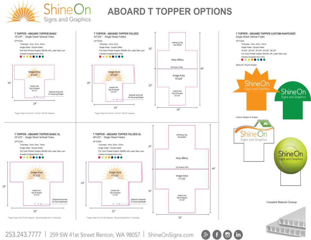 T Toppers – Options and Templates | Puget Sound Signs and Graphics