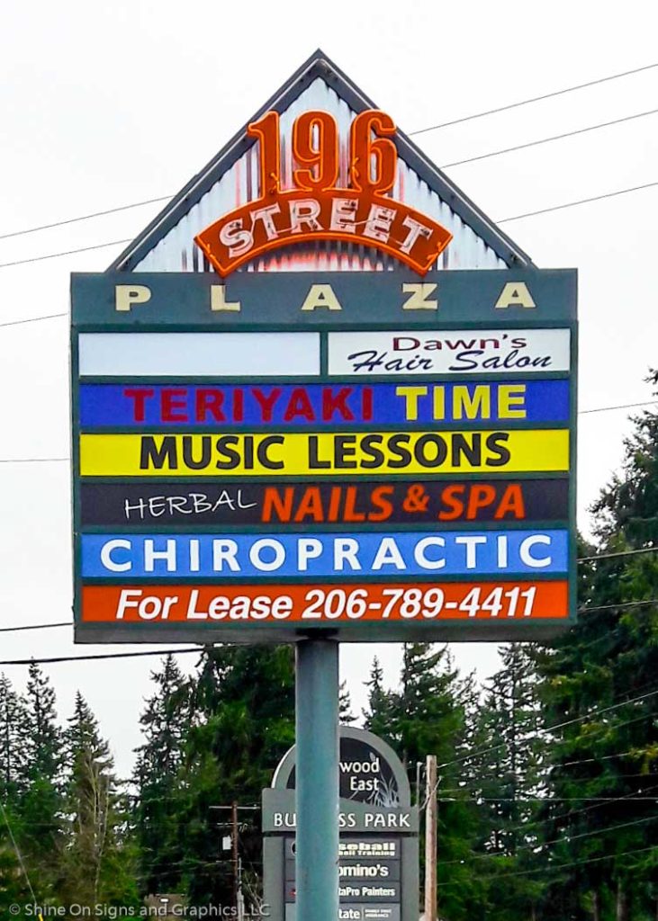 Lighted LED Pylon Light Box Tenants | Puget Sound Signs and Graphics