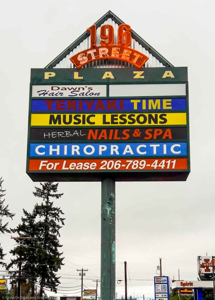 Lighted LED Pylon Light Box Tenants | Puget Sound Signs and Graphics